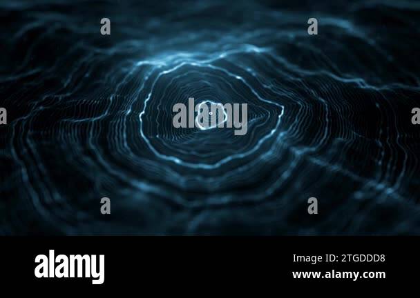 Abstract Digital Concentric Rings And Data Lines Loop/ 4k animation of ...
