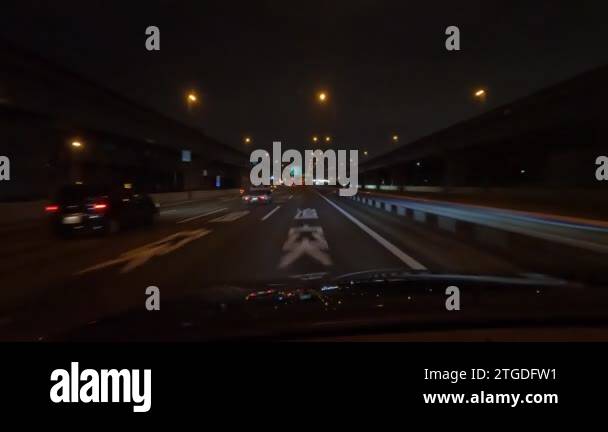 Tokyo Metropolitan Expressway Car driving Night View Japan shutoko ...