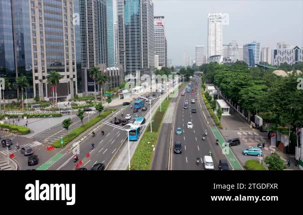 Jakarta, Indonesia, May 20, 2022. Traffic rush through the main street in Jakarta business ...
