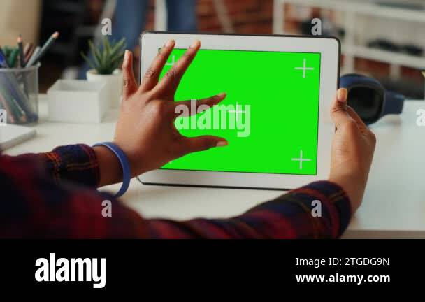 Office employee using horizontal greenscreen Stock Videos & Footage ...