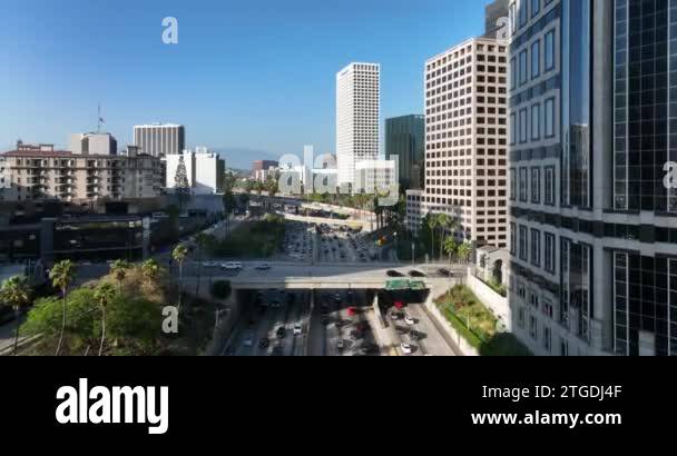 Freeway street with car in Los Angeles, traffic in big city LA. 4K Los ...