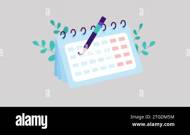 Planning calendar. Work planing, scheduling. 2d flat animation concept ...