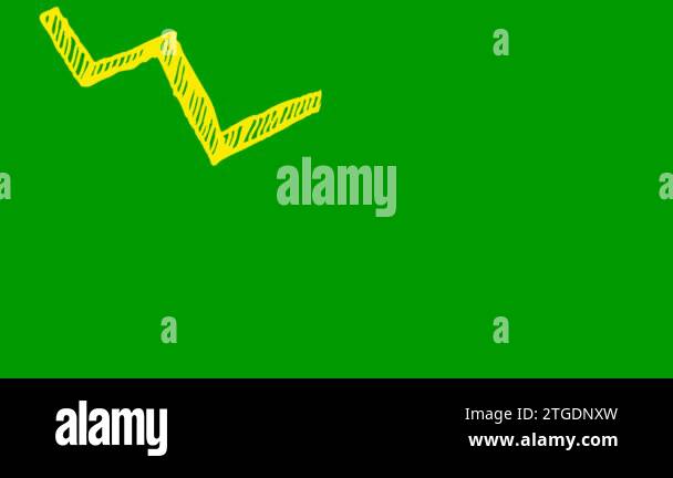 Animated yellow arrow. Recession chart of economy. Economic crisis ...