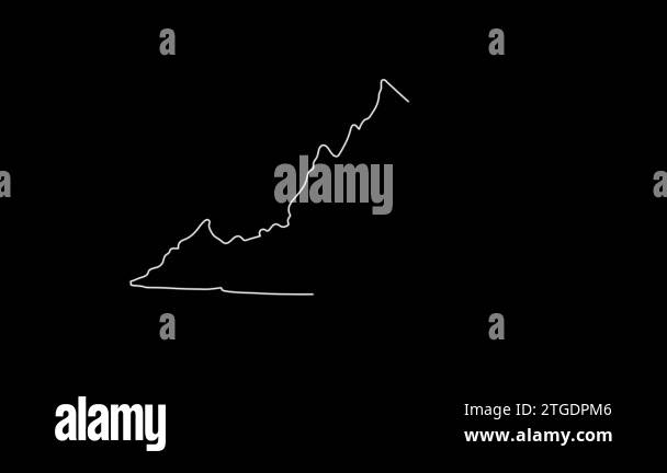 2D Map of state Virginia, Virginia map white outline, Animated close up ...