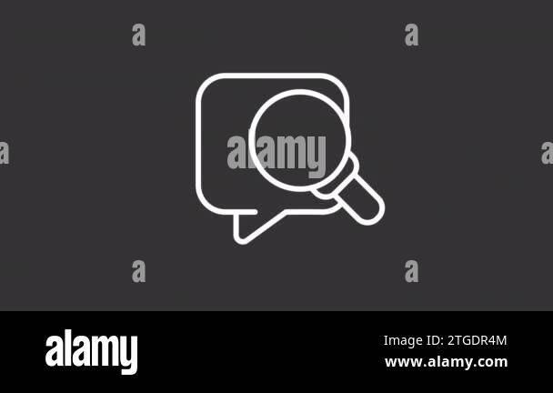 Animated research white line icon. Looking for info. Question mark and ...