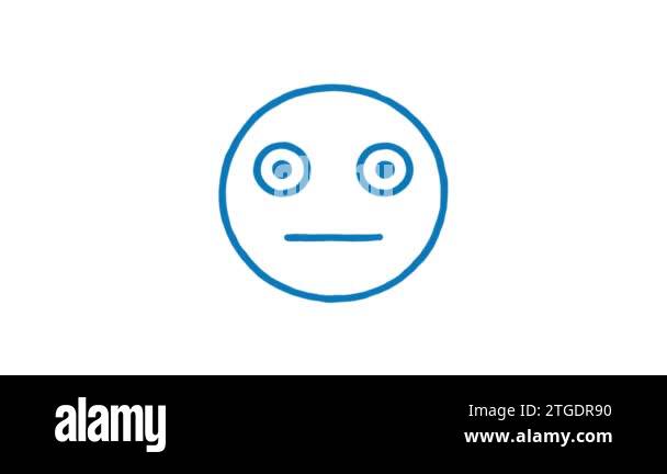 Emoticon serious. Animated doodle emoticon. Alpha channel. Looped ...