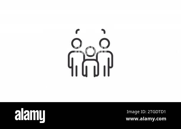 Animated group-think linear icon. Common misconception. Team setting ...