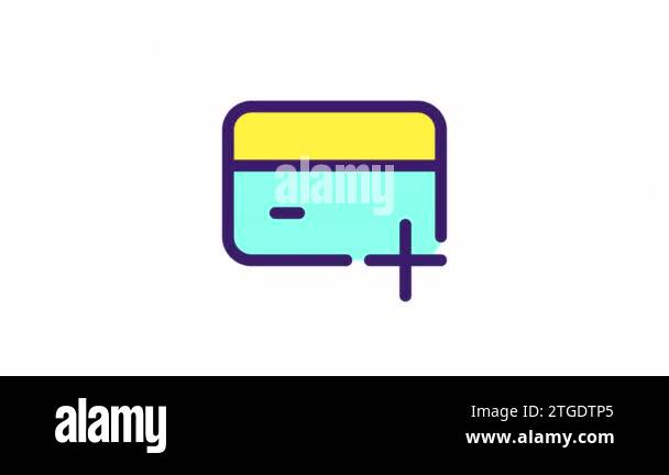 Animated add card color ui icon. Create new bank account. Electronic ...