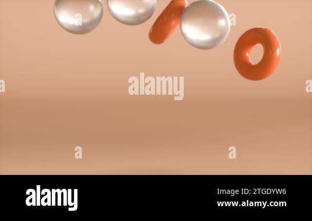 4K video animation. Different geometric shapes falling on an isolated ...