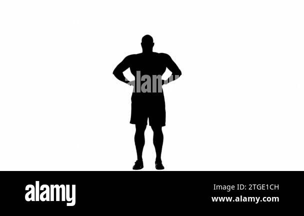 Black silhouette of a muscular man demonstrating latissimus dorsi ...