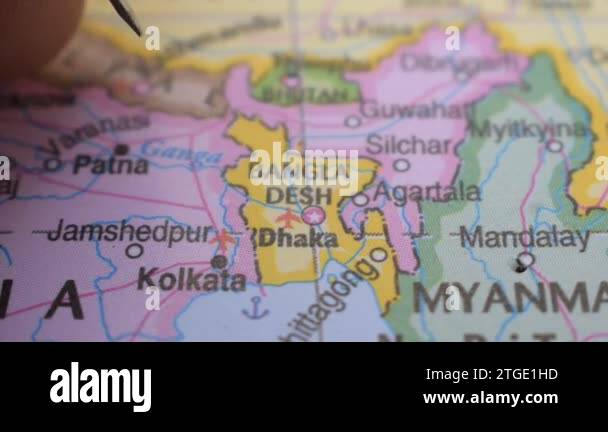 Location of Bangla Desh, Political Map With Red Push Pin Pointing Stock ...