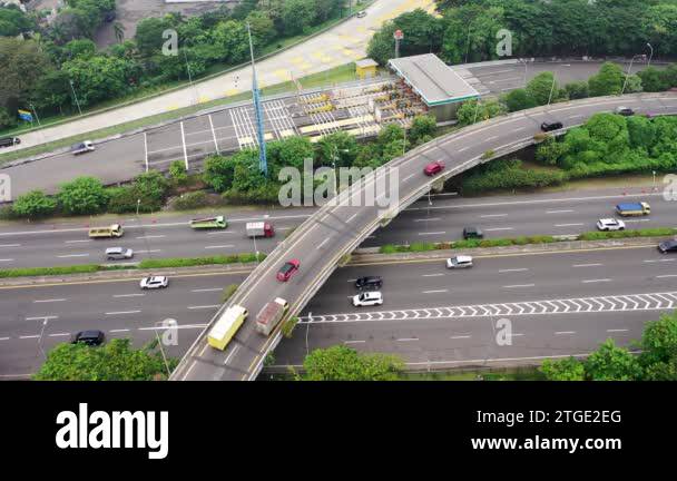 Drone sideways road junction multi-level intersection freeway multi ...
