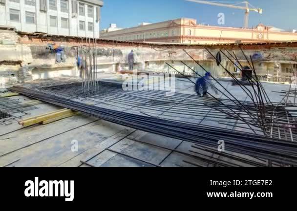 Steel bar rebar metal framework reinforcement for concrete at ...
