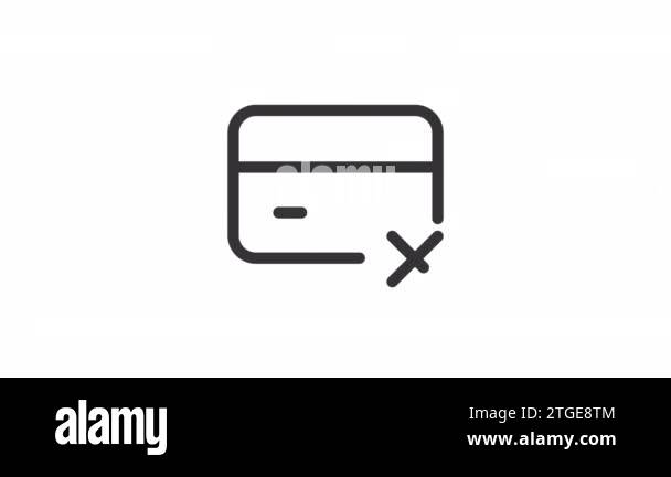 Animated card error line ui icon. Payment failure. Seamless loop HD video with alpha channel on ...