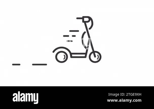 Animated scooter linear icon. Electric vehicle. Mobile transportation ...