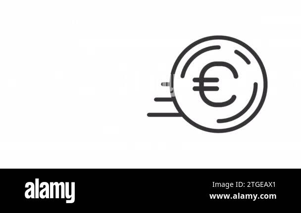 Animated sliding euro linear icon. Technology of money transfers. Bank ...