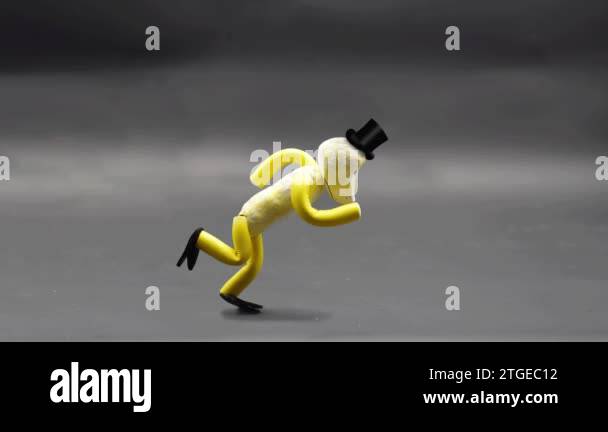 Figure made by hand with plasticine running in stop motion fulfilling ...