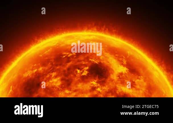 Abstract close up Sun sphere atmosphere on black background. Burning ...