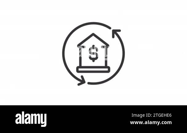 Animated exchange office linear icon. Buy and sell currencies ...