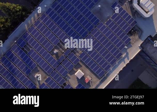 Solar panels installation and mounting on the top roof of the city ...
