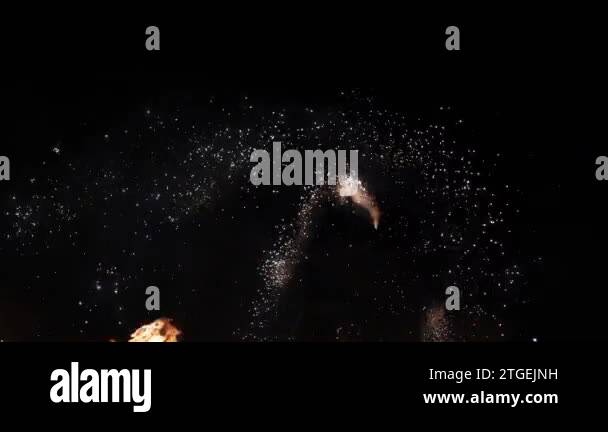 Fire Show. Girl In Dark Of Night Shows Tricks With Sticks From Which ...