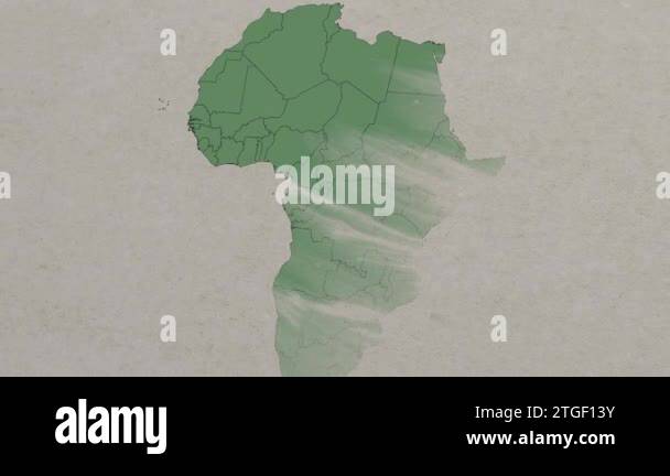 Map showing Gabon From above zooming in. Gabon map location on Africa ...