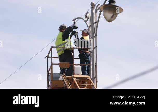 equipment installs, Street light, street lamp. Repairs are needed for ...