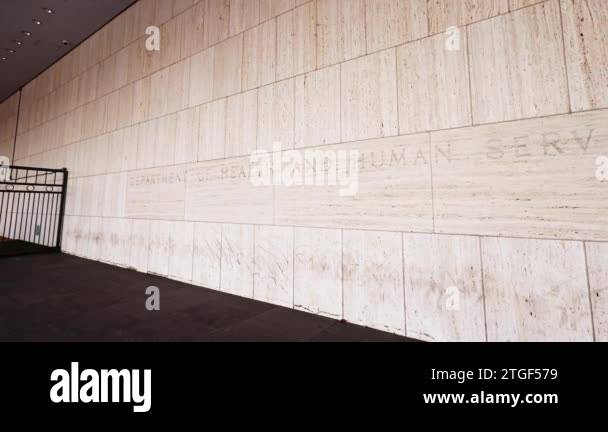 Department of Health and Human Services text engraved on the side of ...
