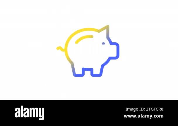 Animated savings gradient ui icon. Piggy bank and coin. Seamless loop ...