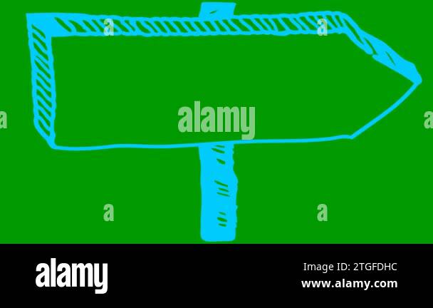 Animated symbol of sign pointer. Empty board on a stick. Wooden ...