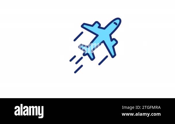 Animated plane color icon. Commercial flight. Travelling. Landing and ...