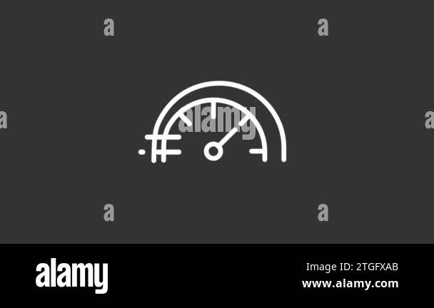 Animated speedometer white line icon. Vehicle speed. Acceleration ...