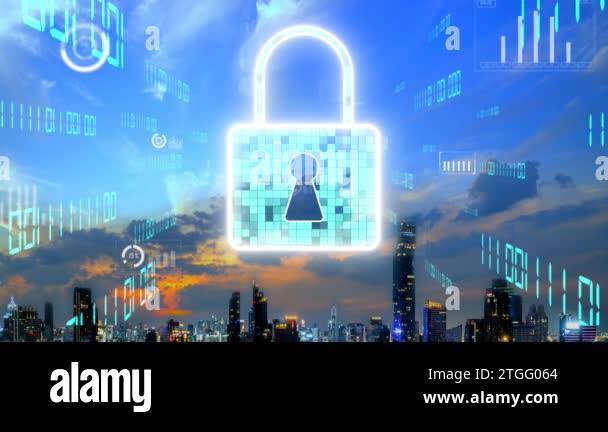 Cyber Security and Alteration Data Protection on Digital Platform . Graphic interface showing ...