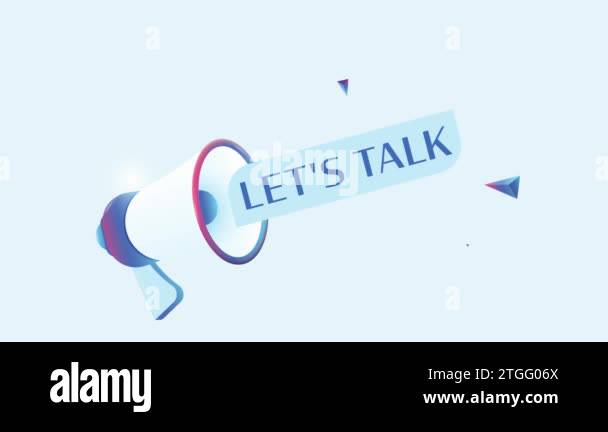Lets talk text with 3d realistic megaphone animation. Megaphone sign ...