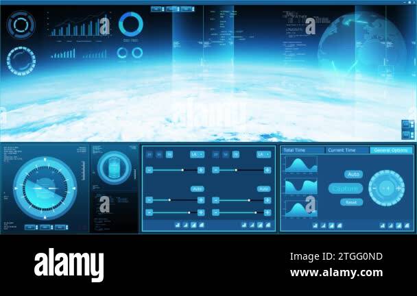 Futuristic spaceship control panel interface. Spacecraft digital ...
