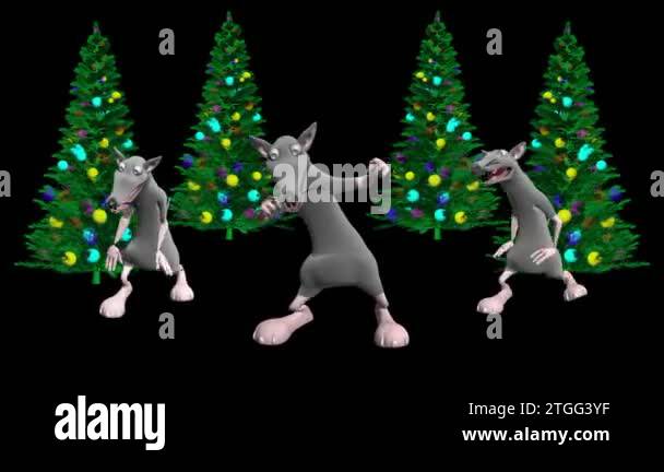 Dancing mice and Christmas tree. Realistic professional 3D animation ...