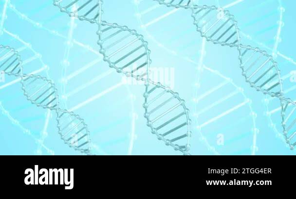 Abstract blue DNA 3D rendering background rotating DNA.Double helix loop animation. Science ...