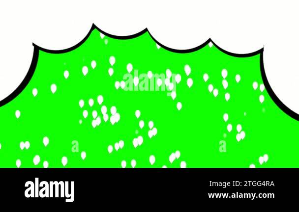 4K Rain cartoon animation on green screen. Animation water drop, drop ...