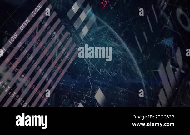 Animation of infographic interface over connected dots forming shapes ...