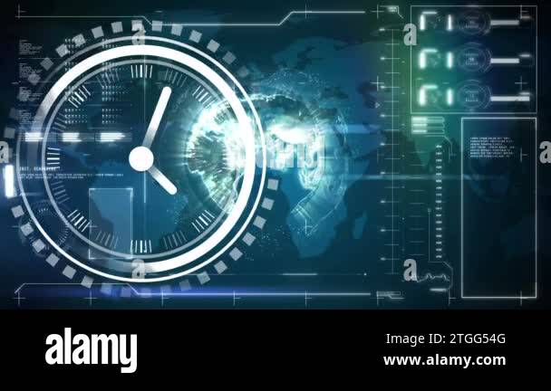 Ticking digital clock over interface with data processing against ...