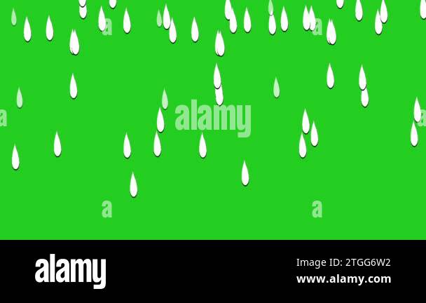 Rain falling on the green screen. Animated drops of rain. It's raining ...