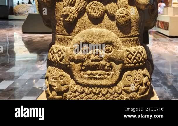 video of the statue of the catlicue aztec prehispanic deity in ...