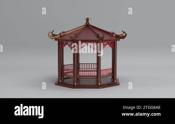 Rotating asian chinese wooden gazebo in garden, china arbor or oriental ...