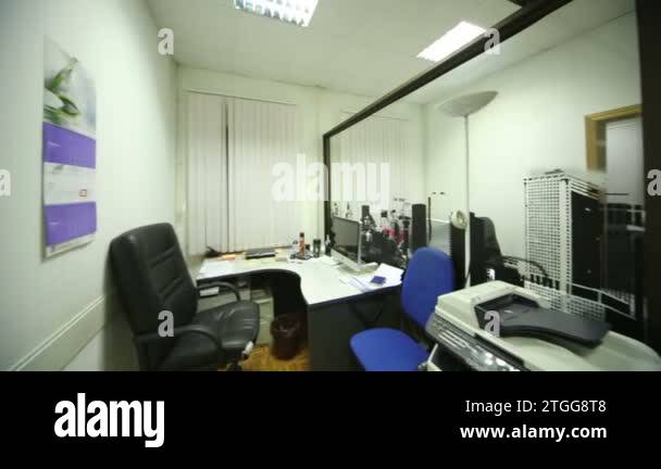 Overview office room for working places with partitions Stock Video Footage - Alamy
