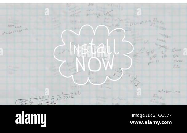 Animation of install now over white background with math formulas ...