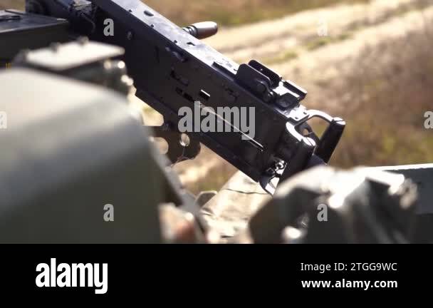 Machine gun fire. Machine gun ammunition. Large-caliber bullets ...