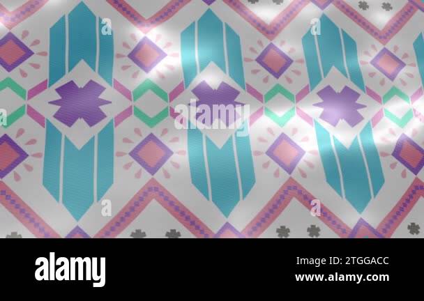 Video motion graphic background. Geometric ethnic pattern on silk fabric wind. Design for fabric ...