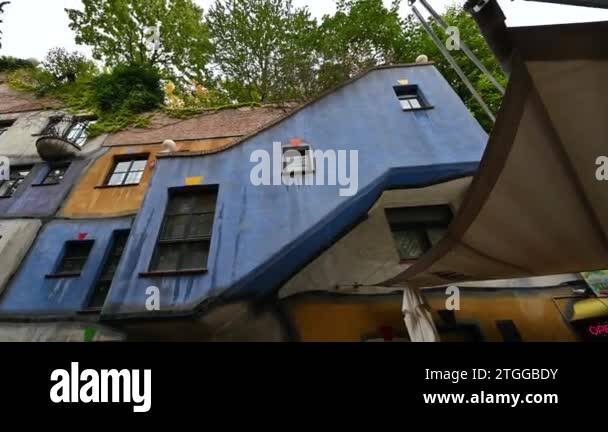 Vienna, Austria, August 2022. Amazing footage of the colorful facade ...