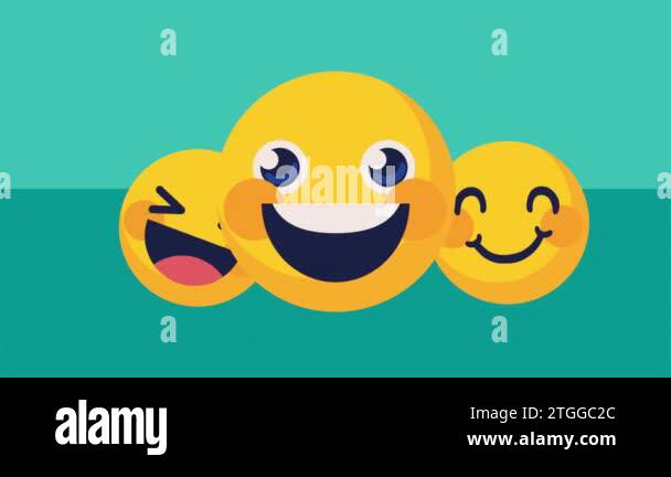 world happiness day animation with emojis ,4k video animated Stock ...