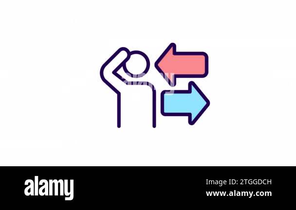 Animated dilemma color icon. Difficult choice. Tough decision making ...